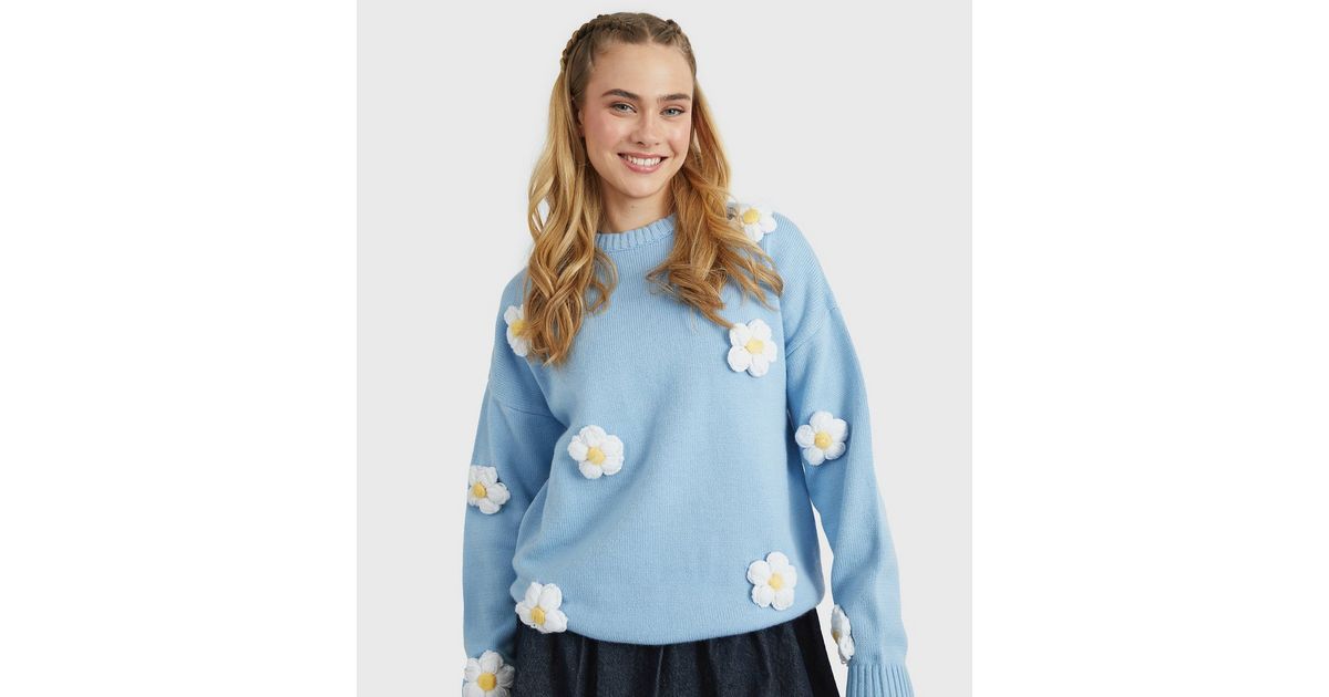 Skinnydip Blue Daisy Appliqué Knit Jumper | New Look