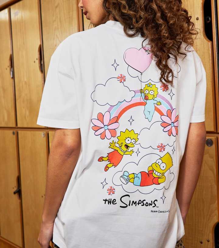 Skinnydip White Simpsons Bart Lisa Maggie T-Shirt | New Look