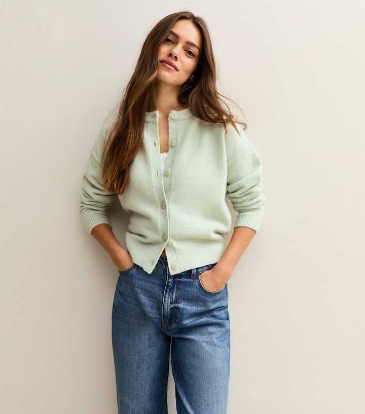 Petite Mint Green Crew Neck Short Cardigan | New Look