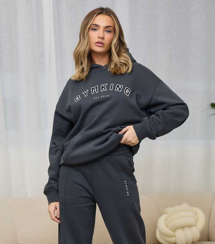 Gym King Grey Shadow Hoodie | New Look