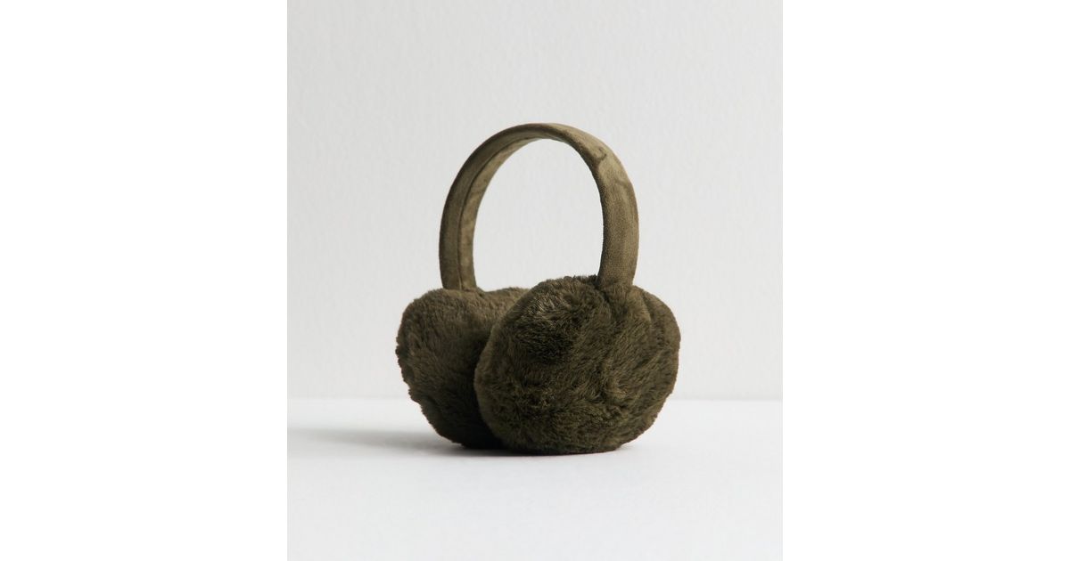 Khaki Faux Fur Ear Muffs | New Look
