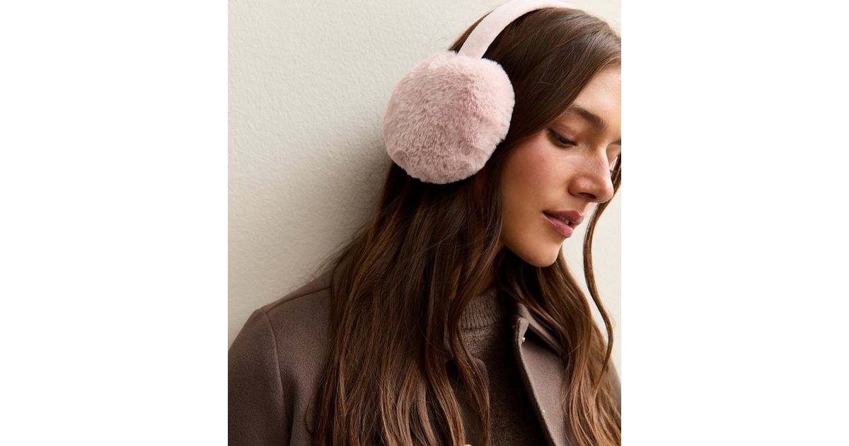 Light Pink Faux Fur Ear Muffs | New Look