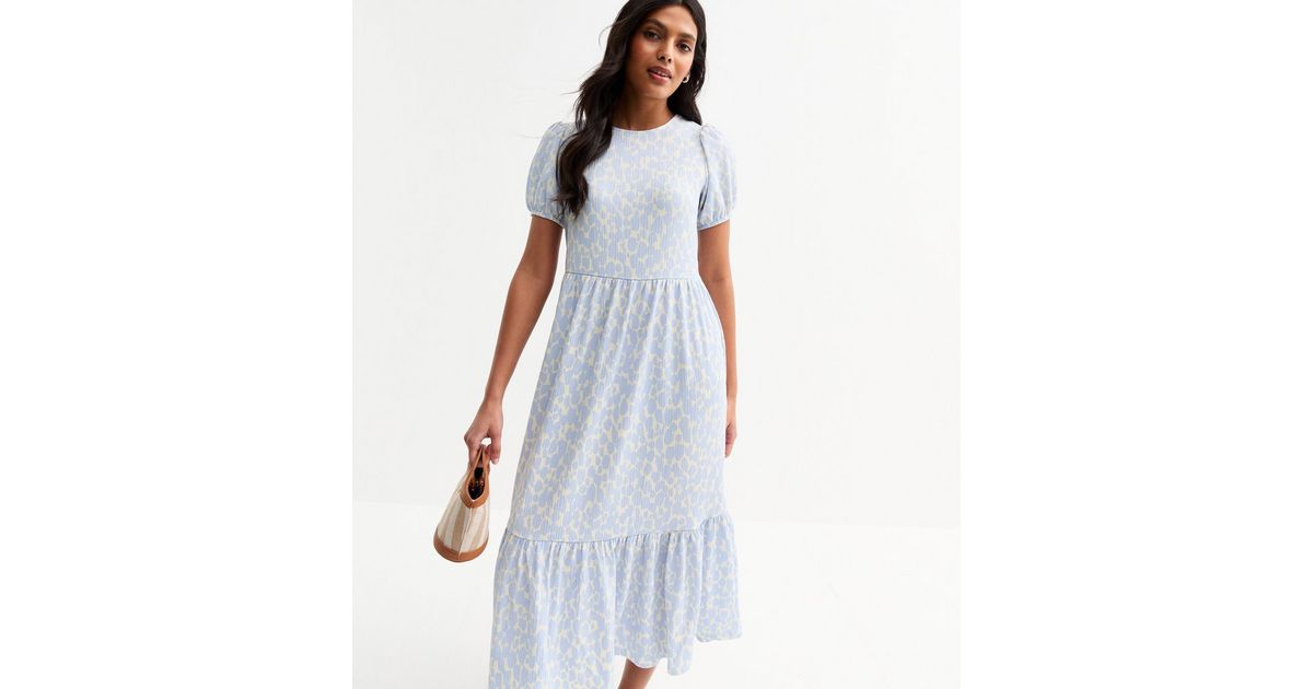 Blue Crinkle Texture Patterned Midi Dress | New Look