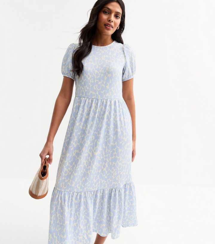 Blue Crinkle Texture Patterned Midi Dress | New Look