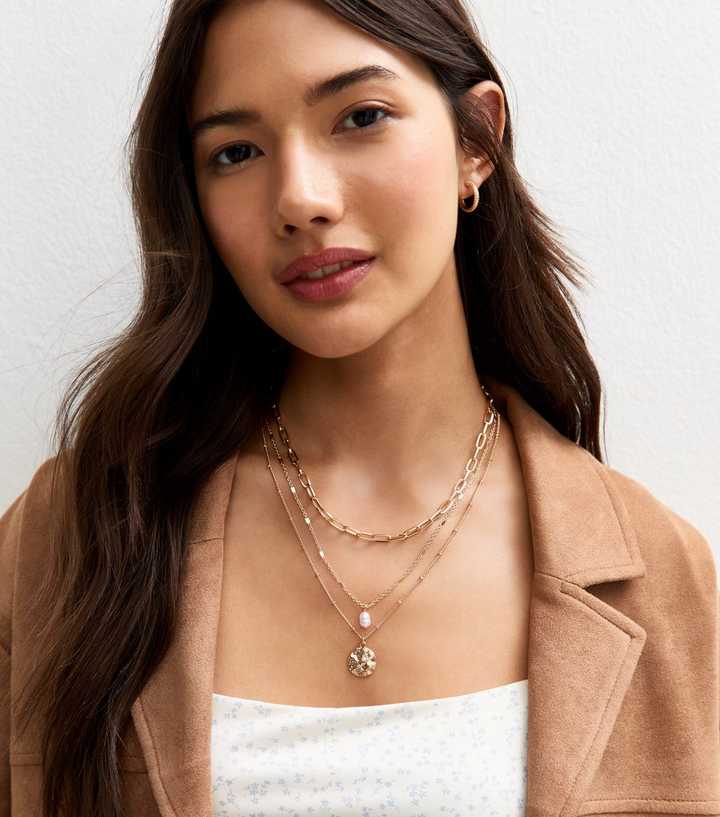 Gold Tone Pack of 3 Charm Necklaces | New Look