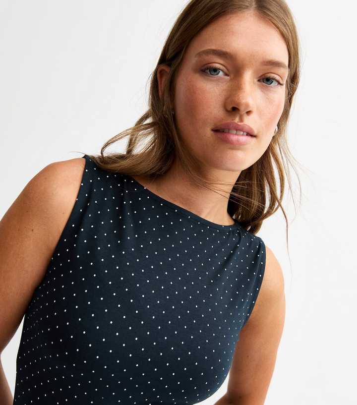 Blue Patterned Slash Neck Vest | New Look
