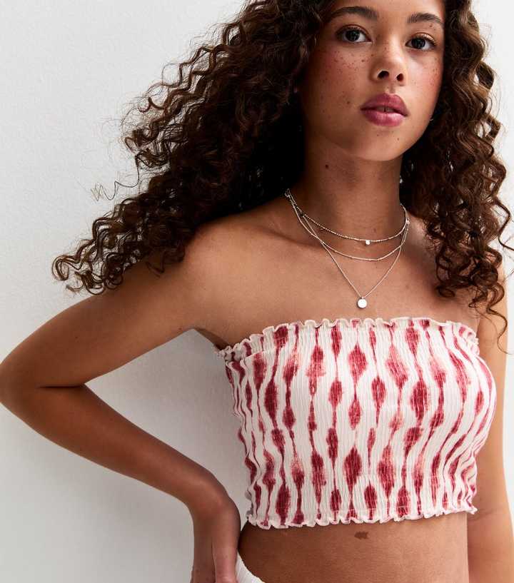 Girls Pink Tie Dye Print Bandeau Top | New Look
