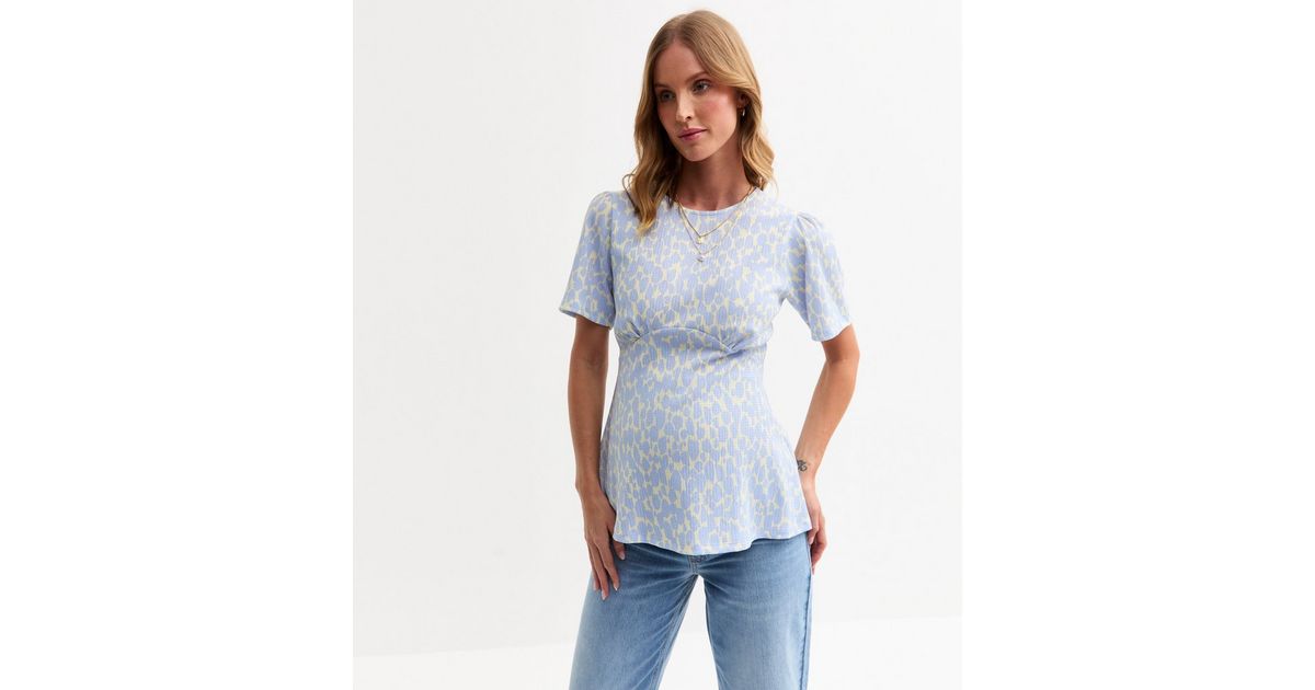 Maternity Blue Patterned Top | New Look