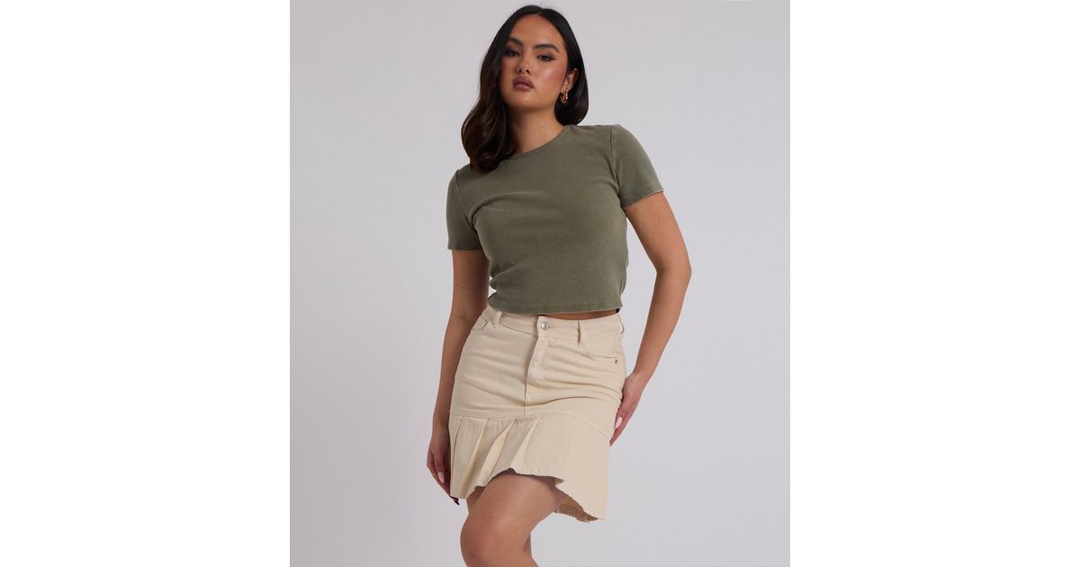 Urban Bliss Stone Twill Pleated Skirt | New Look