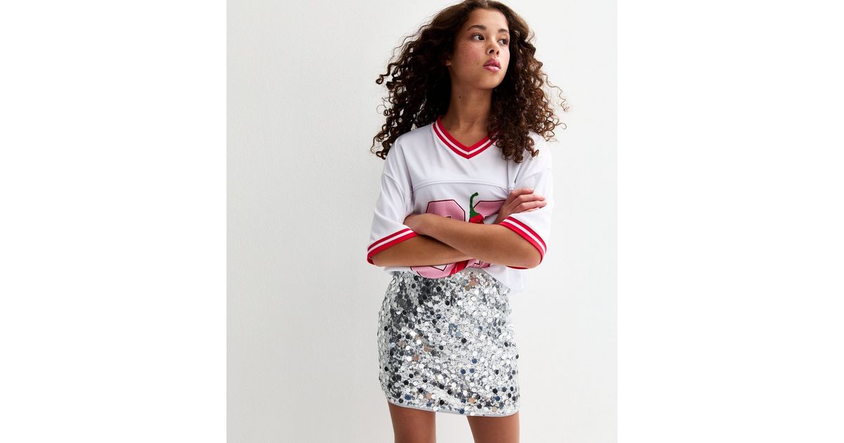 Girls Silver Sequinned Skort | New Look