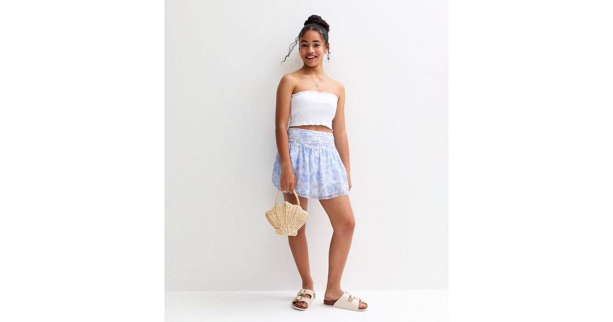 Girls White Chiffon Floral Print Rara Skort | New Look