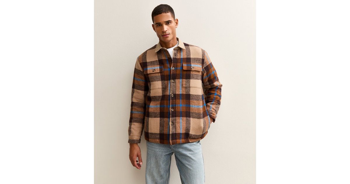 Blue Regular Fit Corduroy Collar Check Jacket | New Look