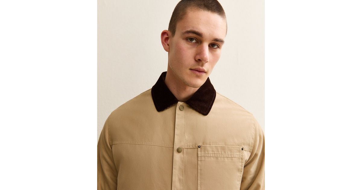 Beige Cord Collar Worker Jacket | New Look
