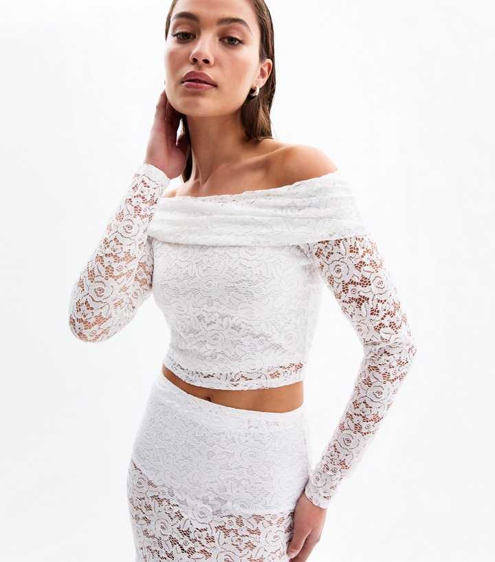 White Lace Bardot Top | New Look