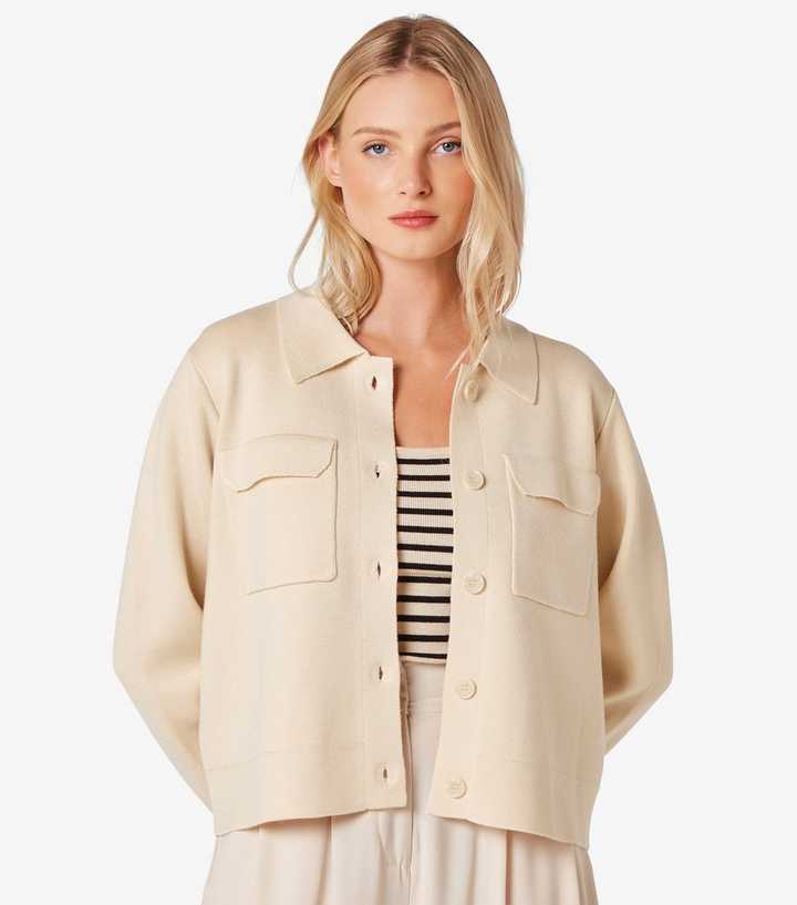 Apricot Stone Knitted Button Up Jacket | New Look