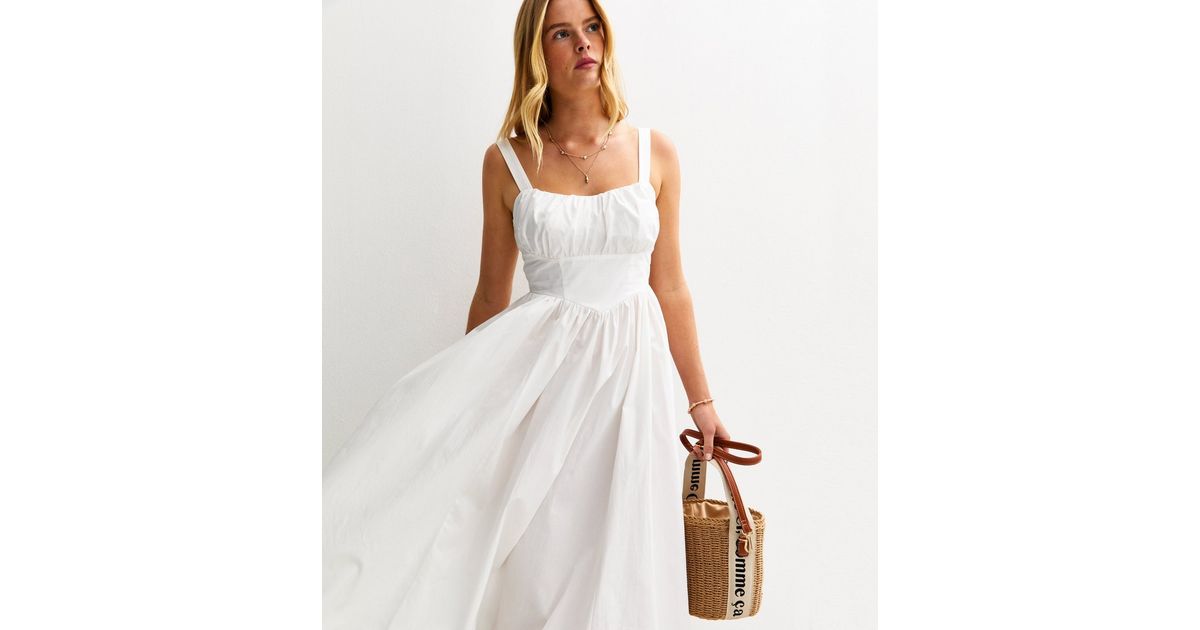 White Corset Top Milkmaid Midi Dress | New Look