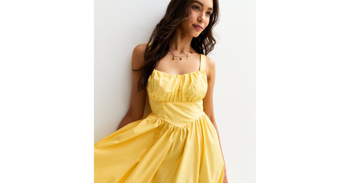 Light Yellow Corset Top Milkmaid Midi Dress | New Look
