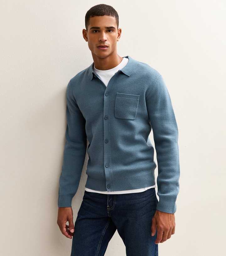 Blue Regular Fit Long Sleeve Knitted Shacket | New Look