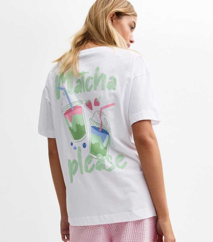 White Matcha Please Oversized Printed T-Shirt | New Look