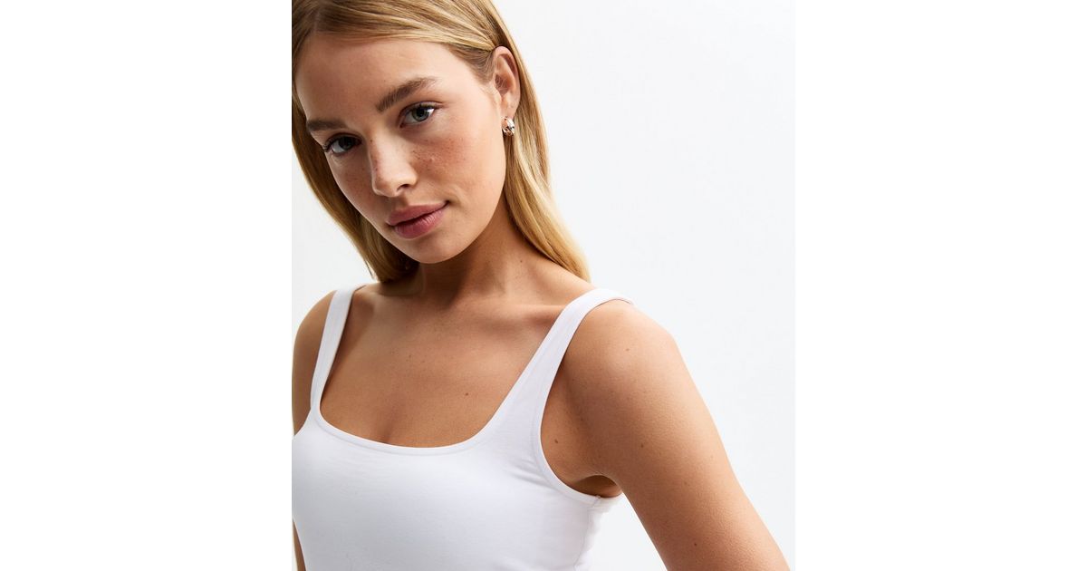 White Square Neck Vest Top | New Look