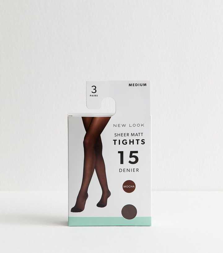 Brown Pack of 3 Sheer Matt 15 Denier Tights | New Look
