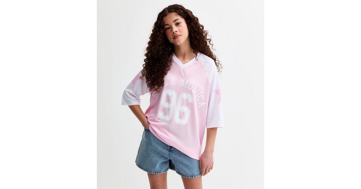 Girls Pink Santa Monica Longline Football Top | New Look