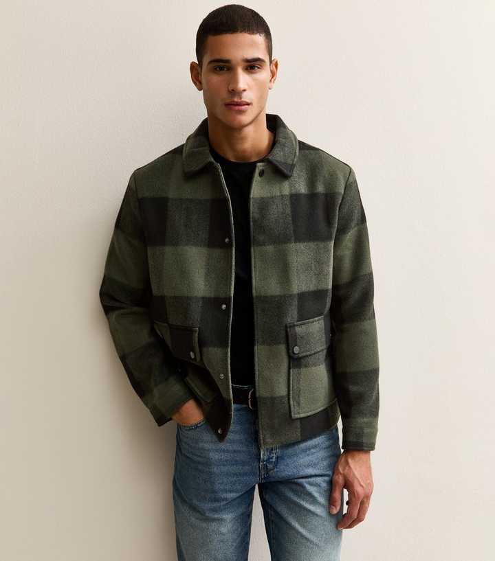 Only & Sons Green Checked Brushed Jacket | New Look