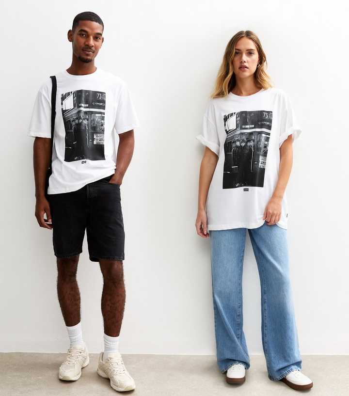 Only & Sons White Oasis London Bus Print T-Shirt | New Look