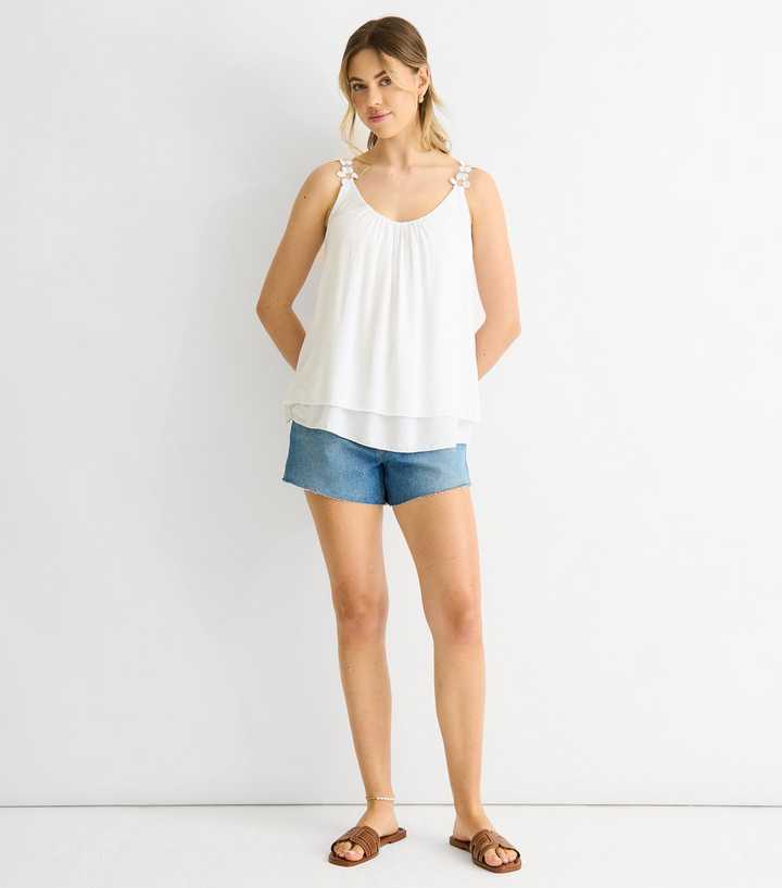 Gini London White Floral Strap Oversized Top | New Look