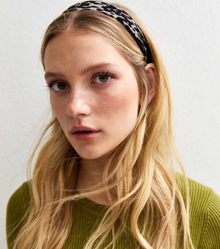 Grey Leopard Print Satin Headband | New Look
