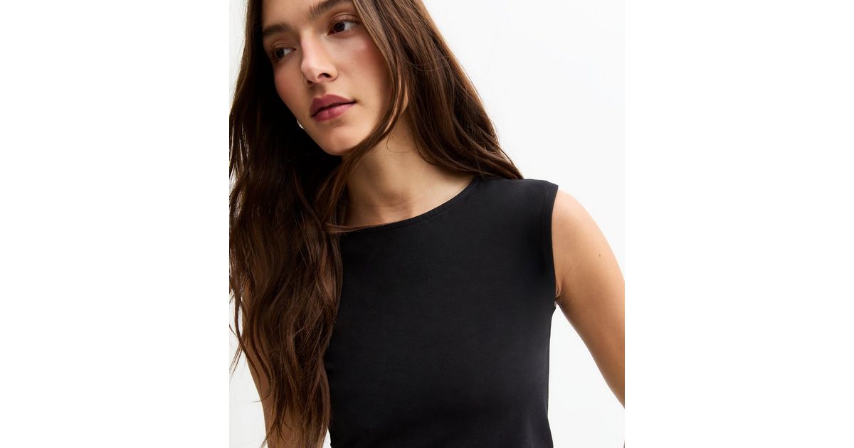 Black Jersey Deep Hem Vest | New Look