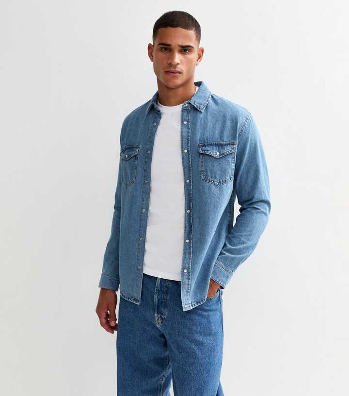 Only & Sons Blue Denim Shirt | New Look