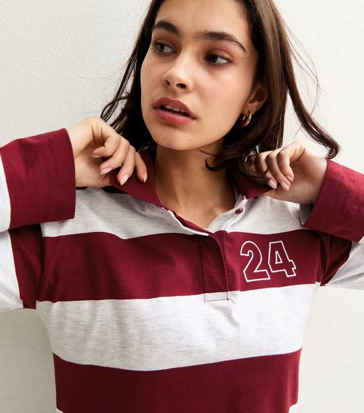 Red Rugby Stripe Long Sleeve Top | New Look