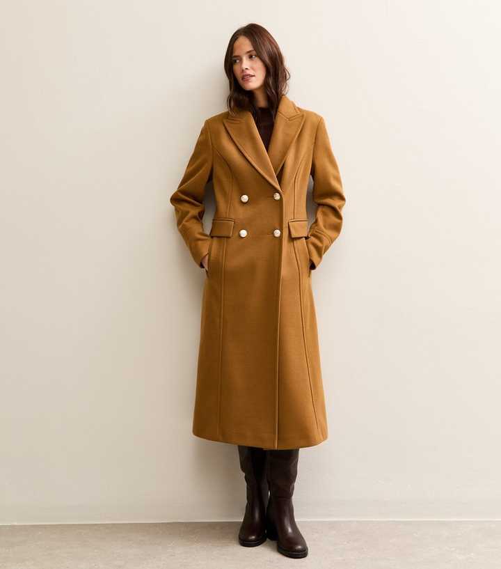 Tan Double Breasted Coat | New Look
