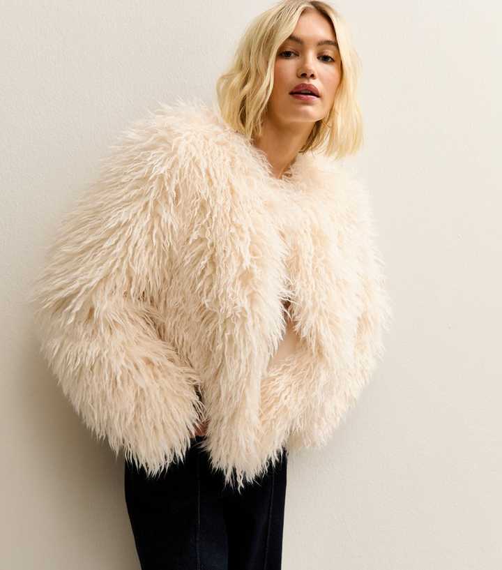 Cream Faux Fur Coat | New Look