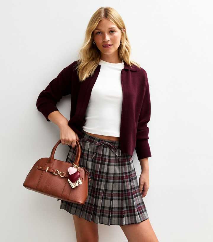 Grey Checked Drawstring Waist Mini Skirt | New Look