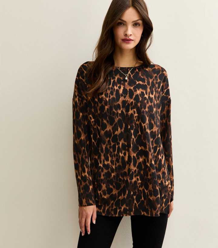 Tall Brown Leopard Print Soft Touch Top | New Look