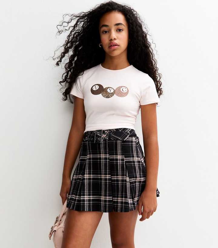 Girls Black Check Buckled Skort | New Look