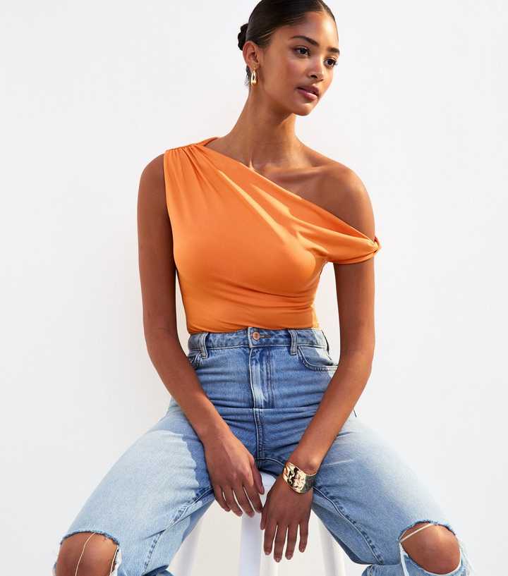 Orange Twist Fallen Shoulder Bodysuit | New Look
