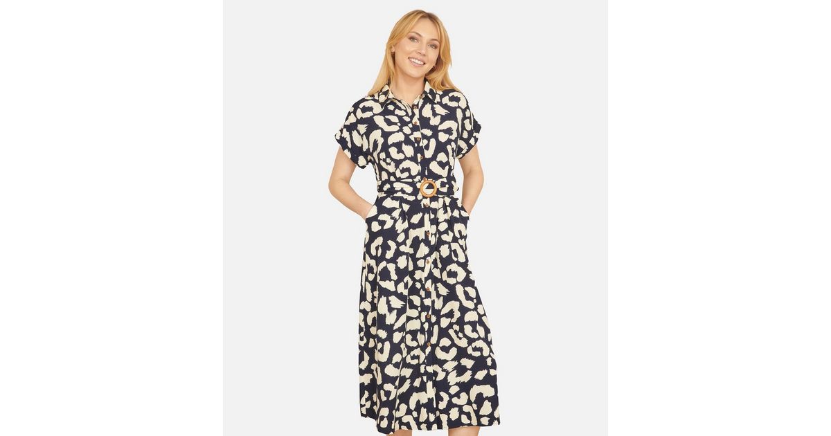 Yumi Black Animal Pattern Midi Shirt Dress | New Look
