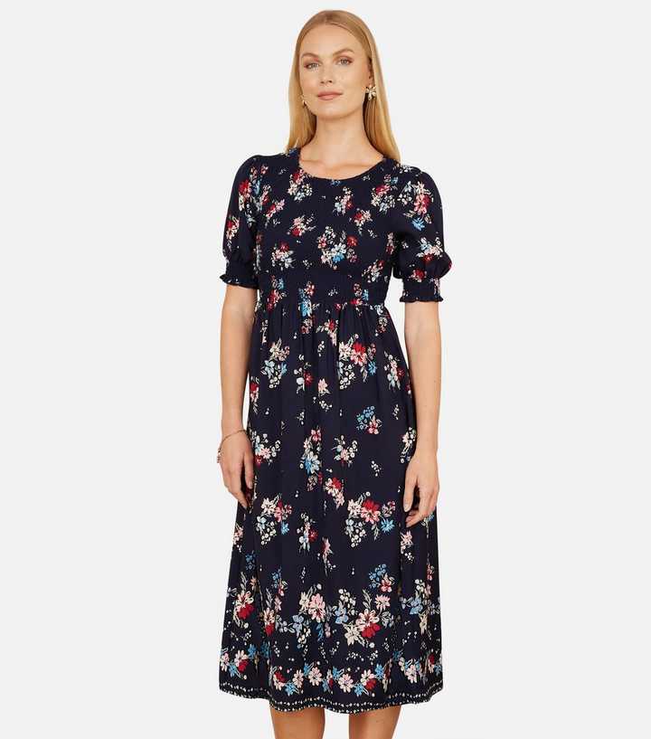 Yumi Blue Floral Midi Dress | New Look