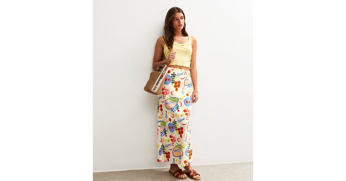 Multicolour Fish Picnic Print Midi Skirt | New Look