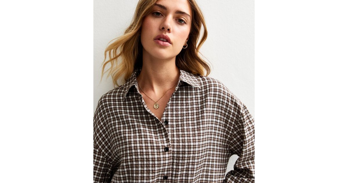 Brown Check Print Long Sleeve Shirt | New Look