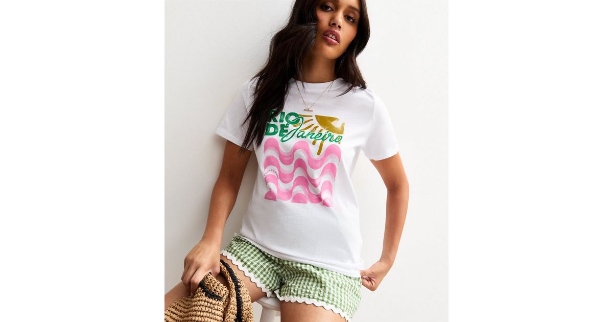 White Rio De Janeiro Slogan Print T-Shirt | New Look