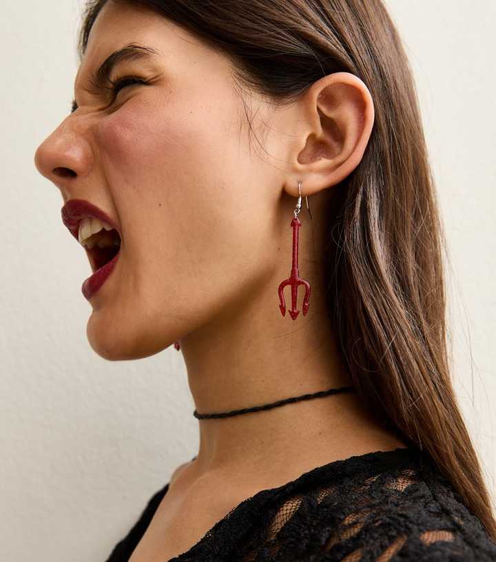 devil pitchfork earrings