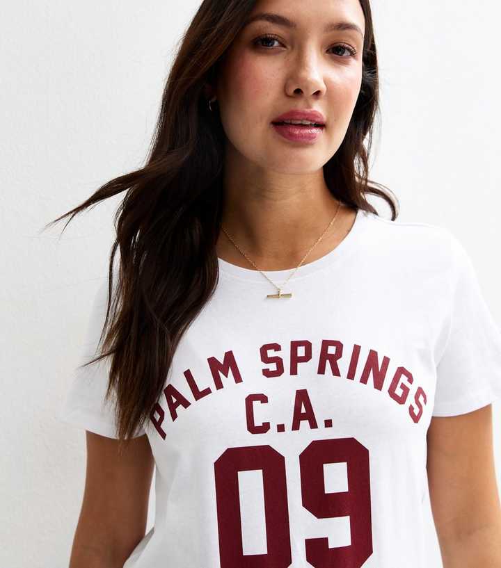 Maternity White Palm Springs Slogan Print T-Shirt | New Look