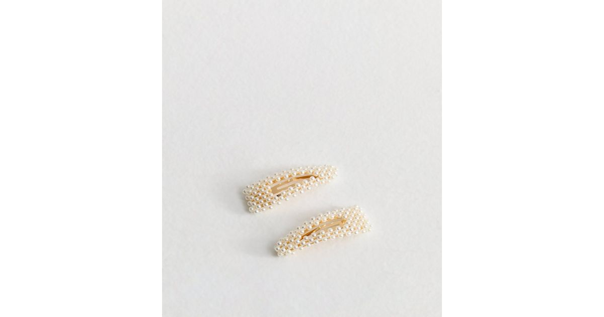 Cream Pack Of 2 Faux Pearl Slides | New Look
