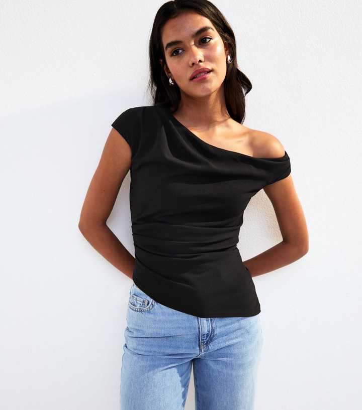 Black Off Shoulder Scuba Top | New Look