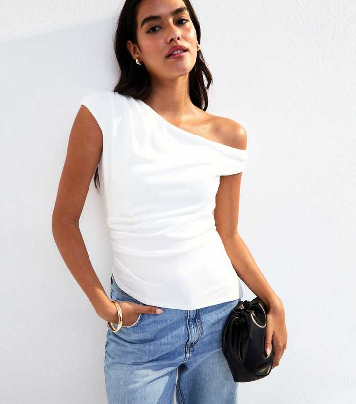 Off White Off Shoulder Scuba Top | New Look