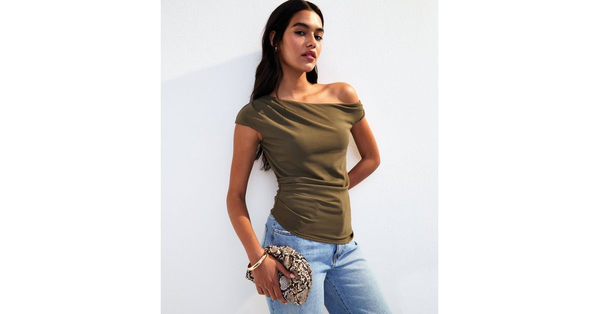 Light Green Off Shoulder Scuba Top | New Look